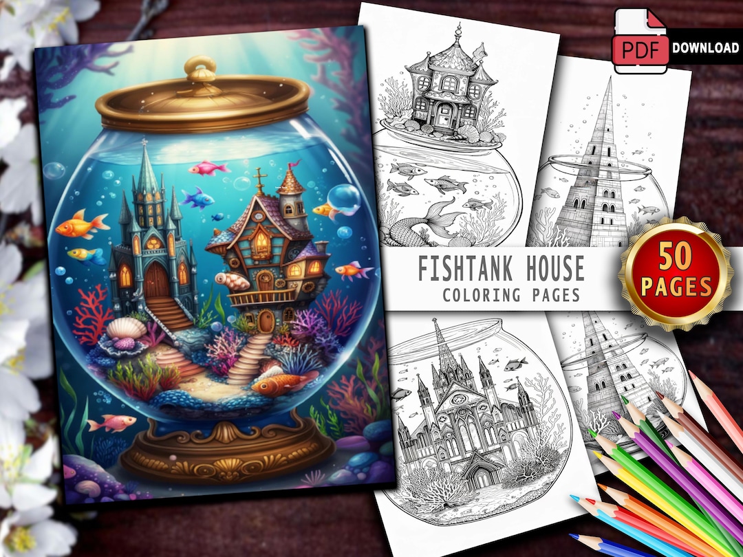 25 Fish Tank House Coloring Pages – Adults and Kids Coloring Book ...
