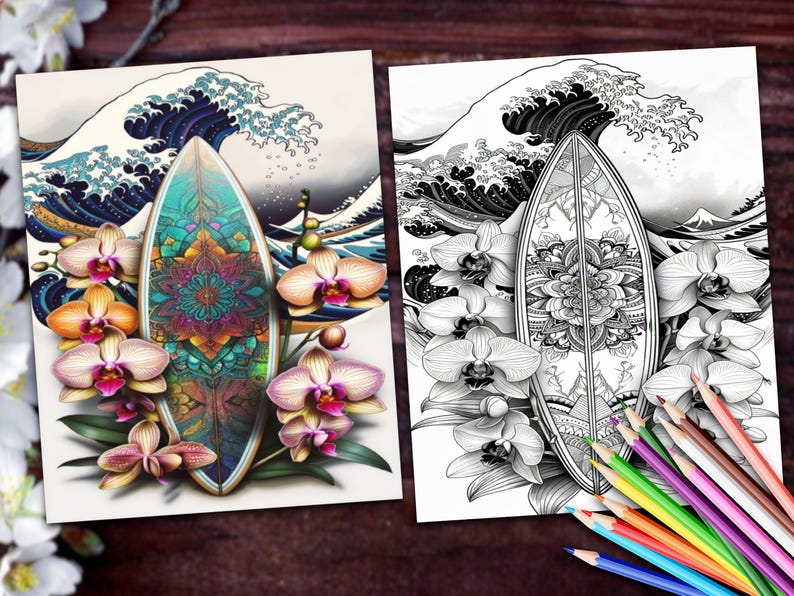 25 Surfboard Pattern Coloring Pages: Adults & Kids (printable PDF ...