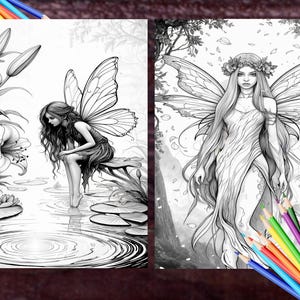 25 Enchanted Forest Fairy Coloring Pages – Printable Grayscale Coloring ...