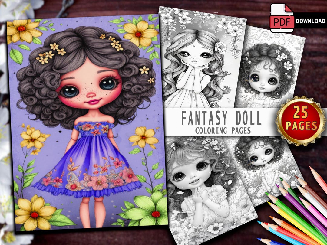 25 Cute Fantasy Doll Coloring Pages | Kawaii Fantasy Doll Coloring Book ...