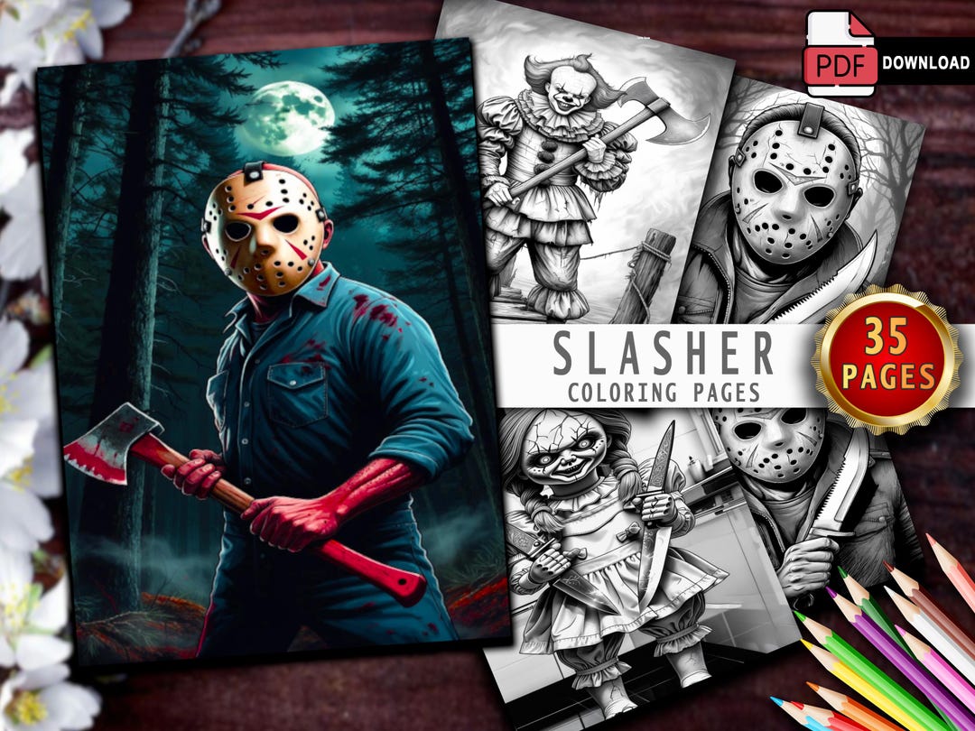 Horror Movie Icons Coloring Book | 35 Slasher Pages (download PDF) - Etsy