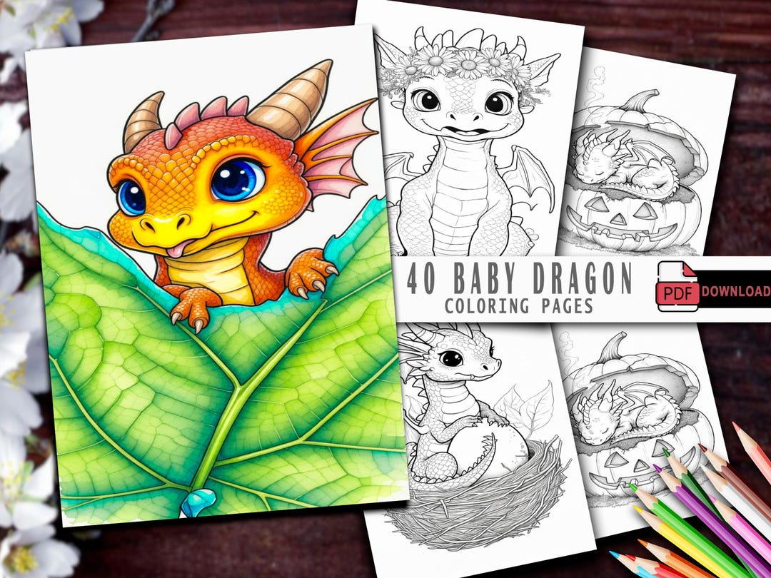 40 Baby Dragon Coloring Pages – Fantasy Art for Adults & Kids (PDF ...
