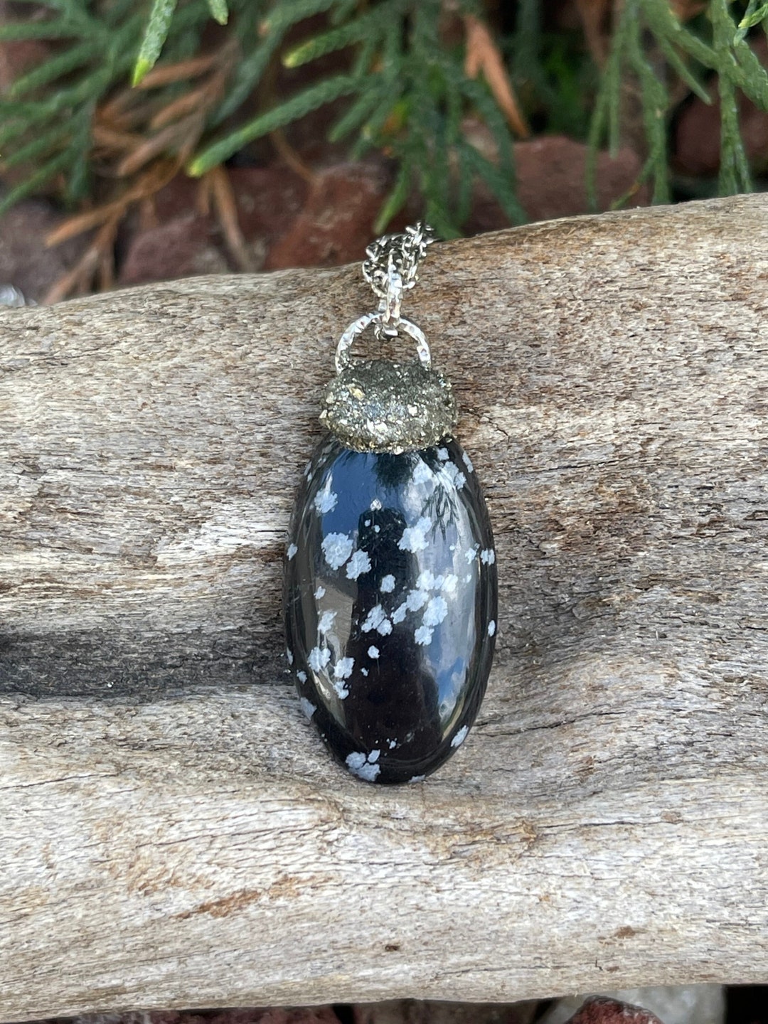 Snowflake Obsidian Necklace Black Stone Jewelry for Women & - Etsy
