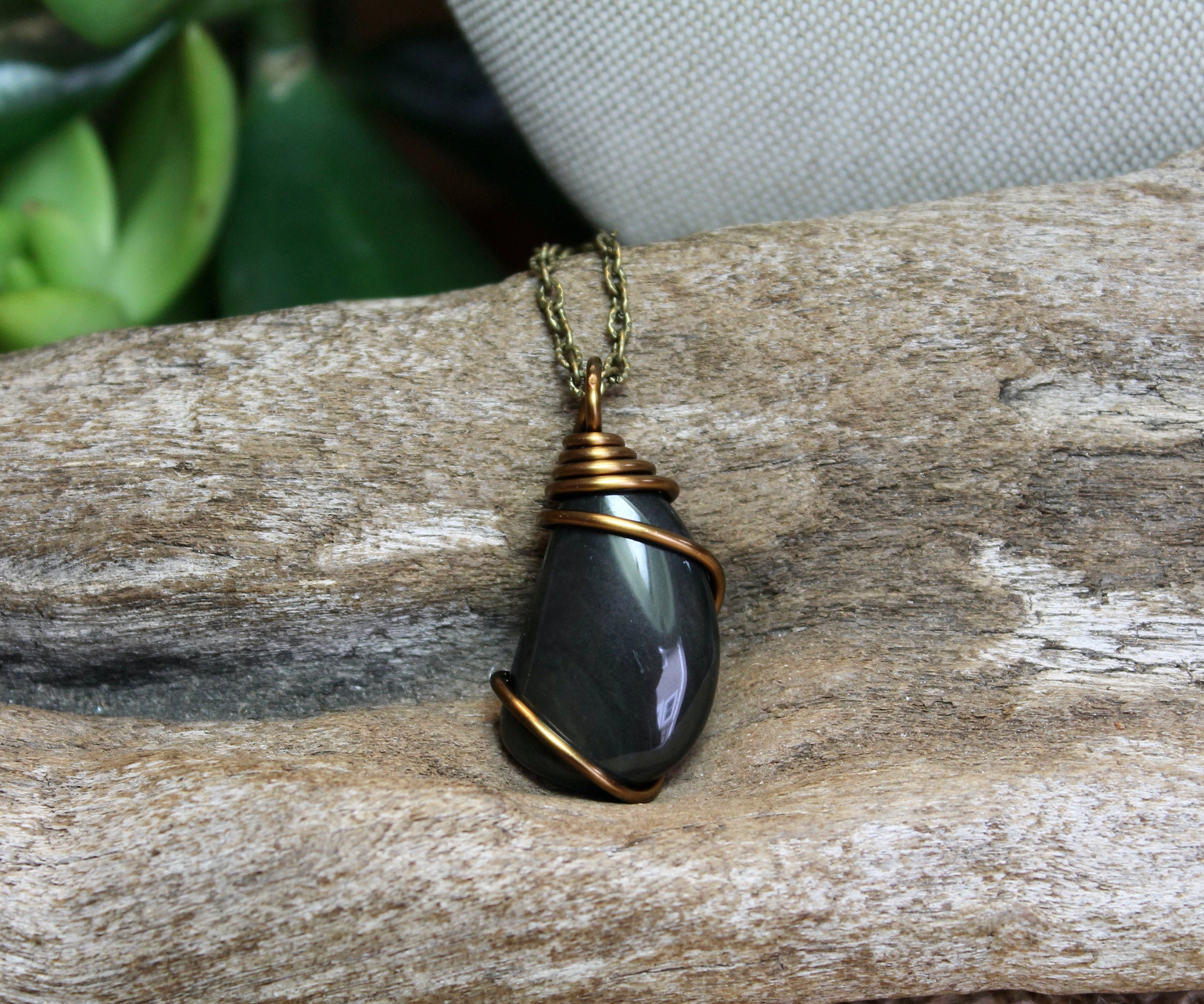 Obsidian Necklace Black Stone Jewelry | Etsy