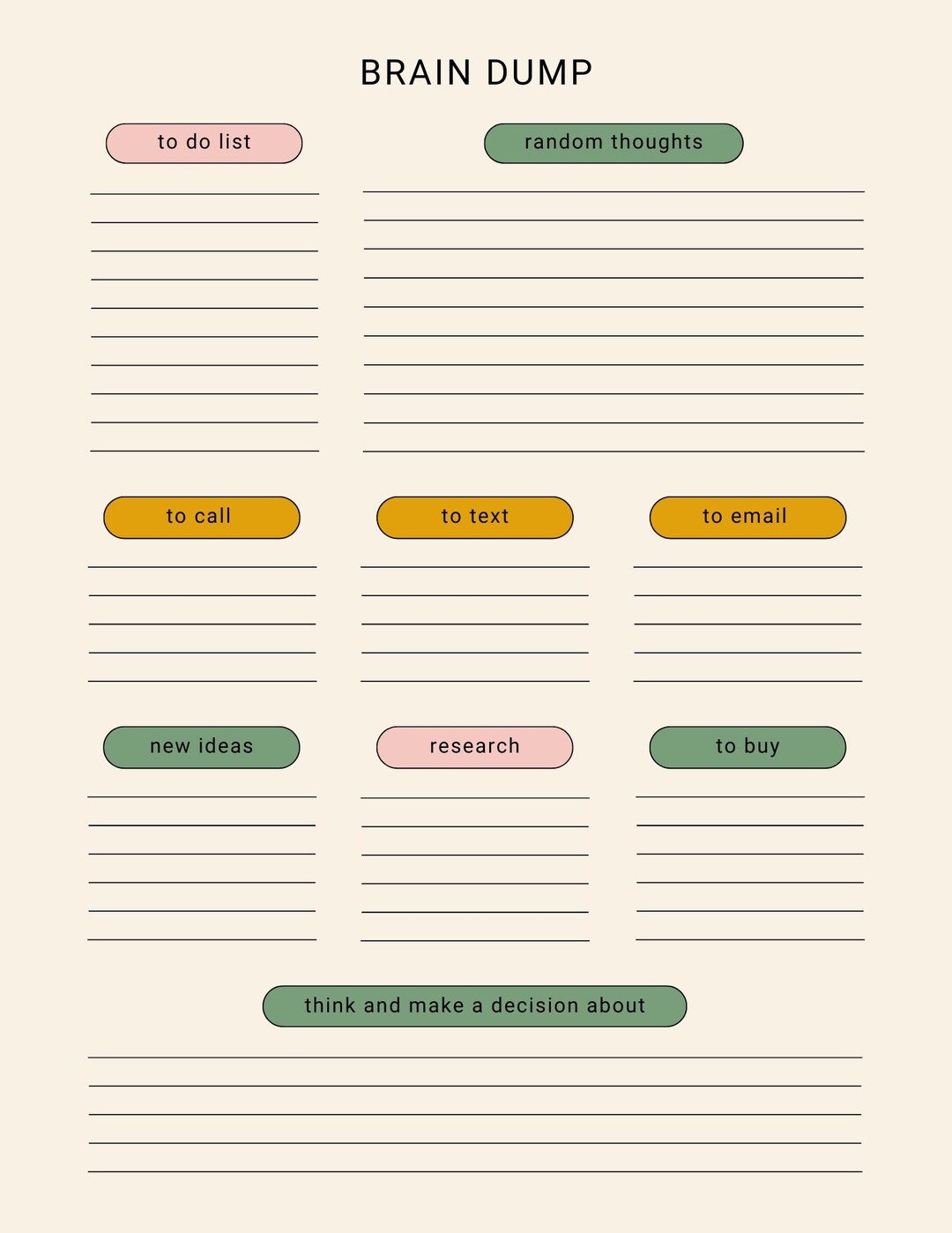 Editable ADHD Brain Dump Printable, ADHD Planner, to Do List Template ...