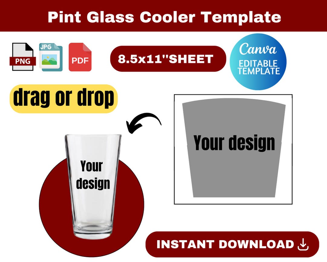 Pint Glass Template, Pint Glass Template SVG, Pint Glass Label, Pint ...