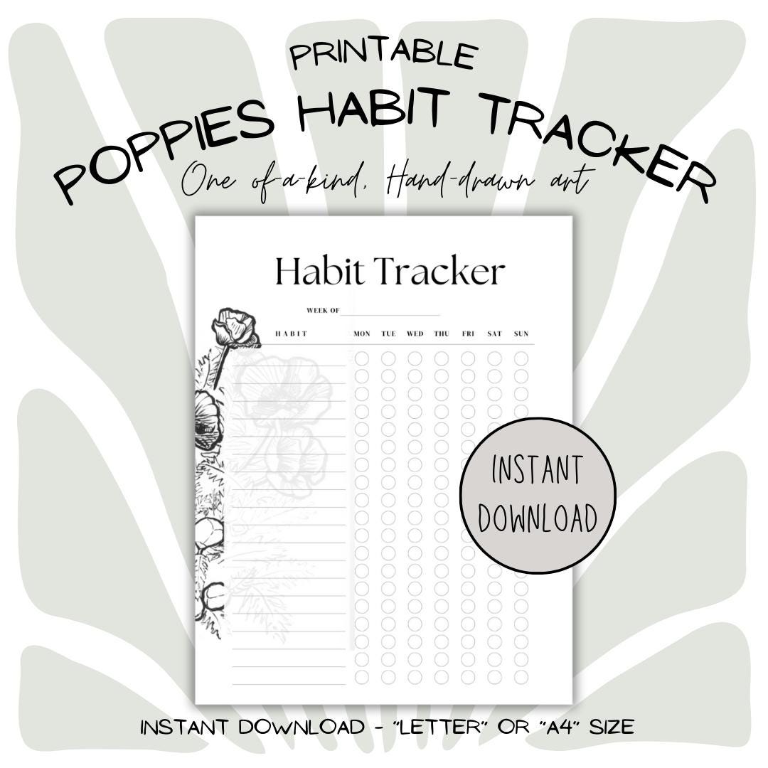 Habit Tracker Digital Download | Floral Minimalist Planner Template ...
