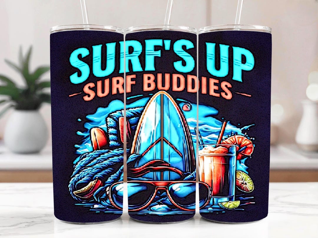 Textured Surf Tumbler Wrap PNG – 3D Puff Surf’s up Surf Buddies Beach ...