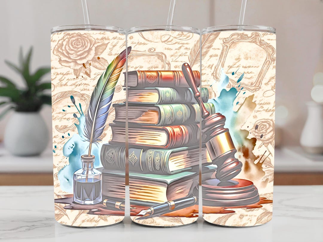 Lawyer Tumbler Wrap PNG: Legal Book Lover Sublimation Design (digital ...