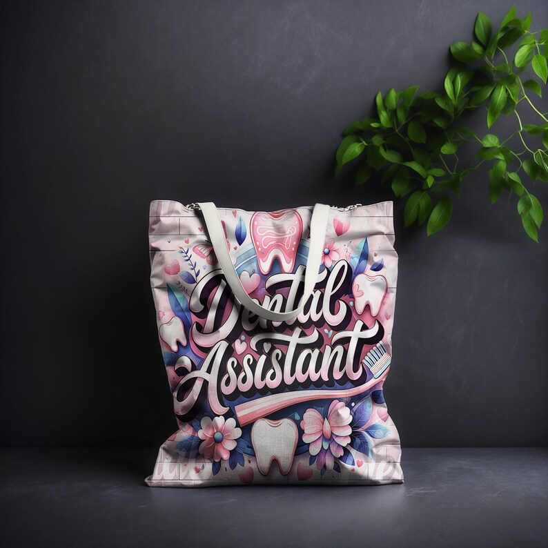 Dental Assistant Tumbler Wrap PNG: 3D Pink & Blue Floral Medical ...