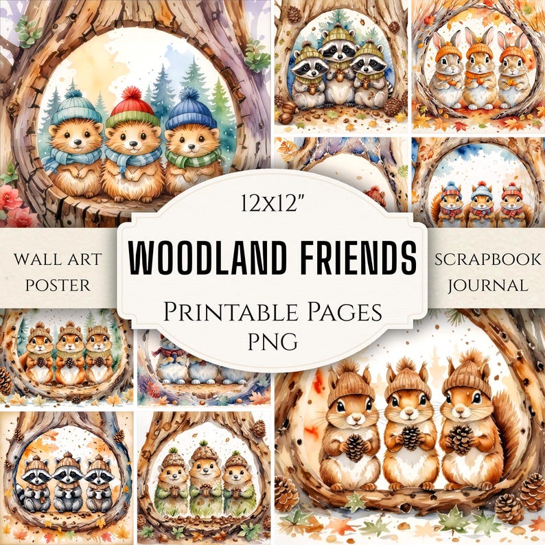 Woodland Animals Bundle: Printable Clipart for Junk Journals, Wall Art ...