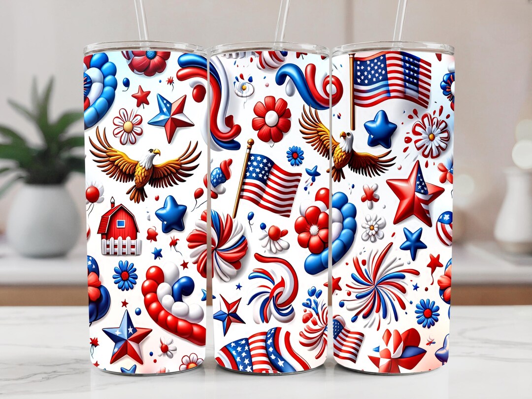 Patriotic Tumbler Wrap PNG: American Flag, Eagle, Stars (digital ...