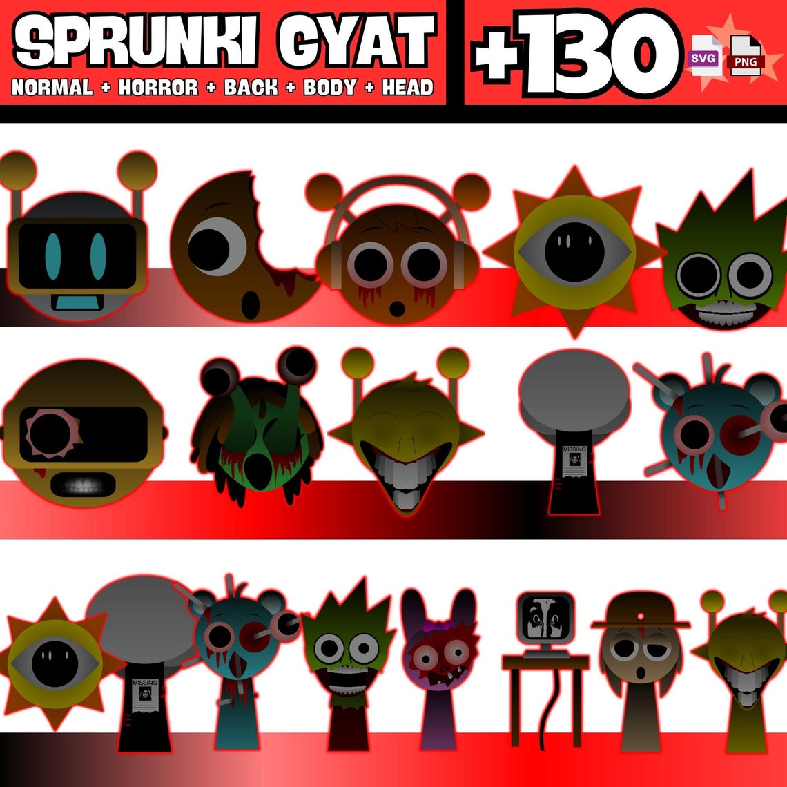 Incredibox Sprunki Gyat Full Package All Characters Normal and Horror ...