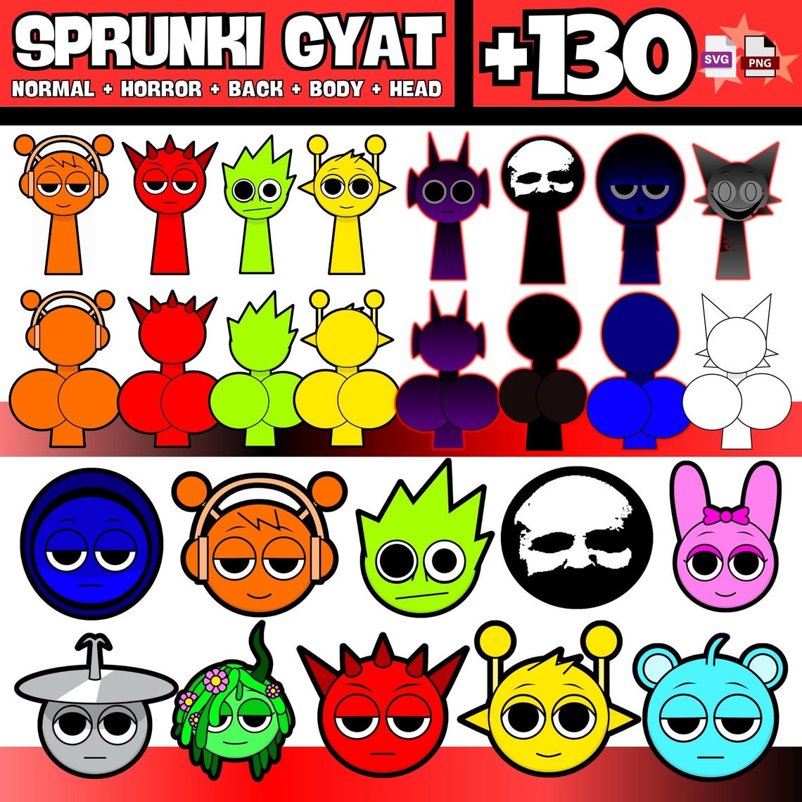 Incredibox Sprunki Gyat Full Package All Characters Normal and Horror ...