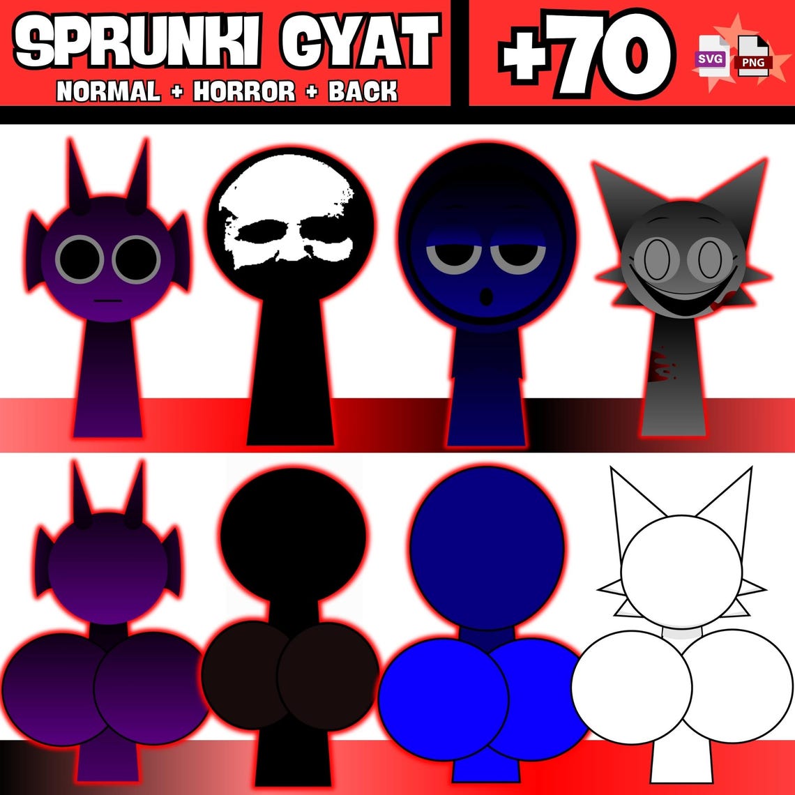Incredibox Sprunki Gyat All Characters Normal and Horror Mode Bodies ...