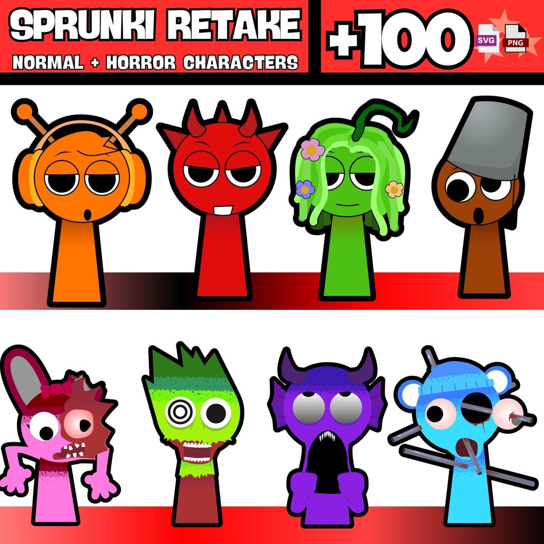 Incredibox Sprunki Retake All Characters Normal and Horror Mode Bodies ...