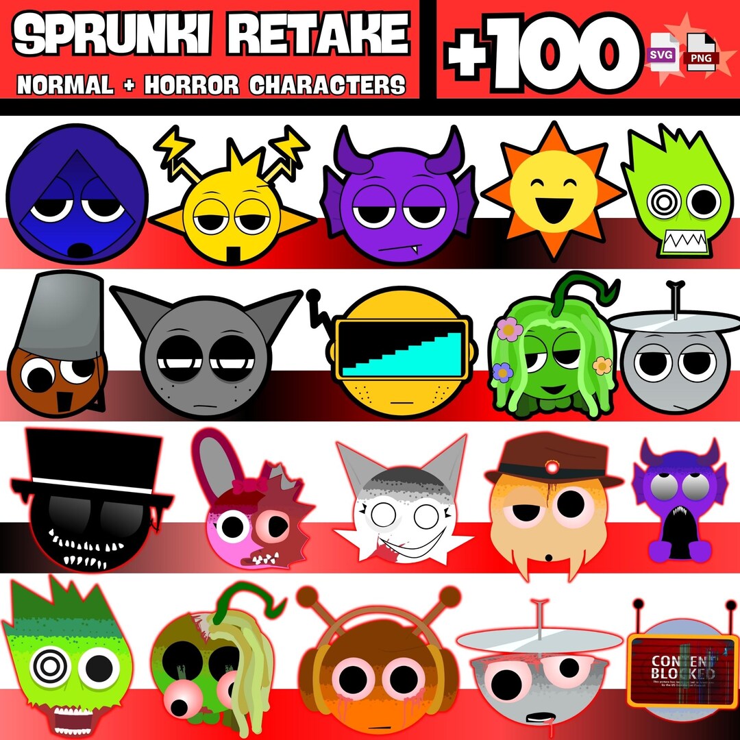 Incredibox Sprunki Retake All Characters Normal and Horror Mode Heads ...