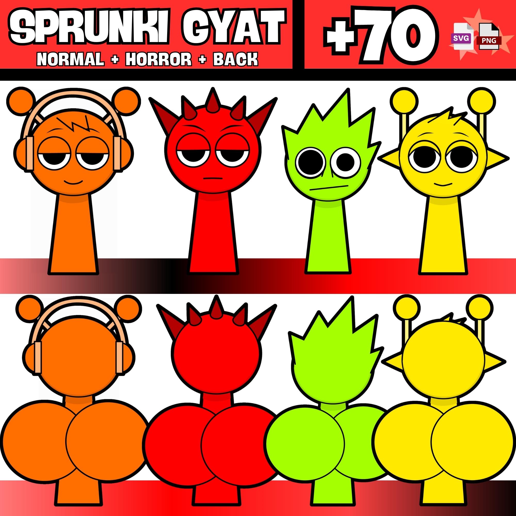 Incredibox Sprunki Gyat All Characters Normal and Horror Mode Bodies ...
