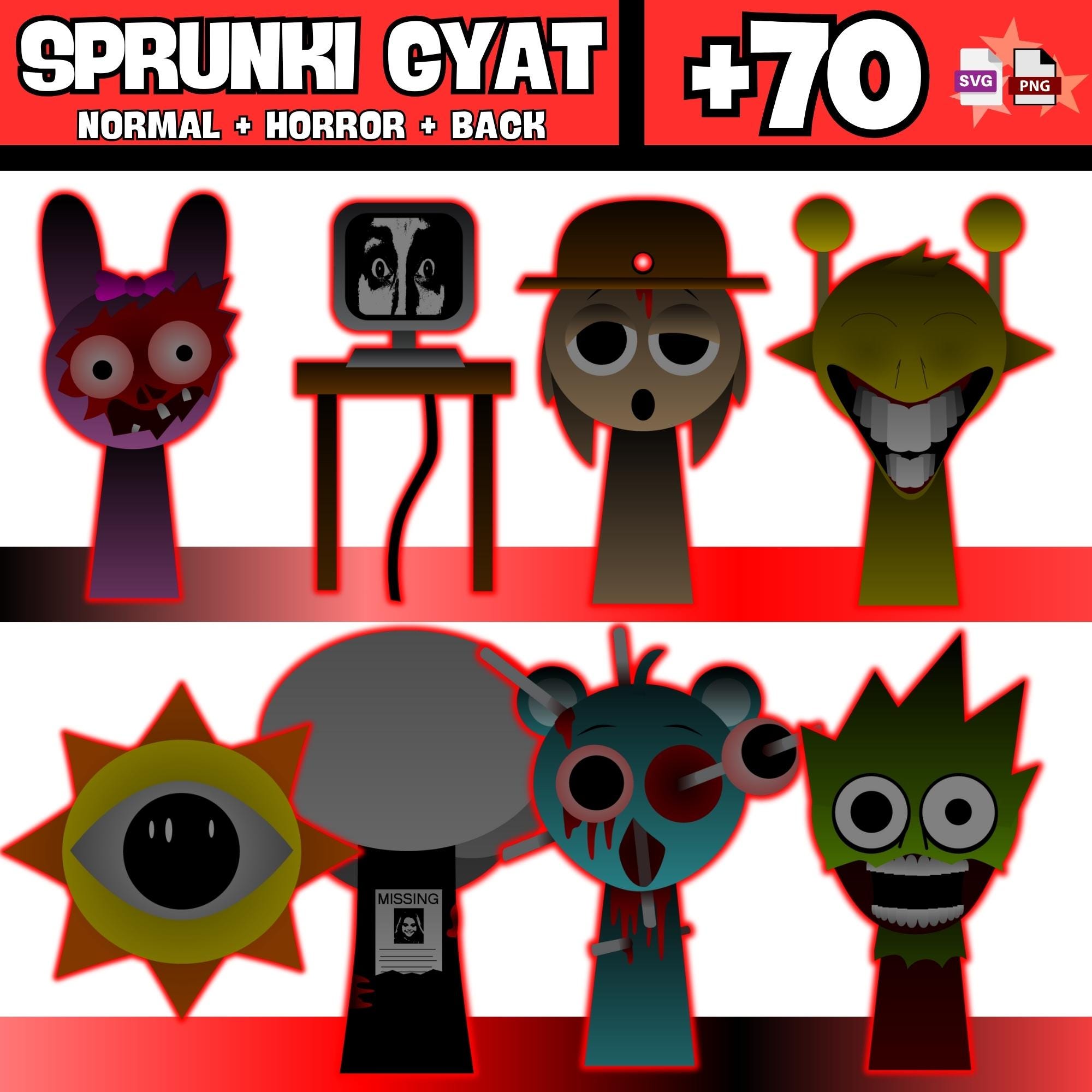 Incredibox Sprunki Gyat All Characters Normal and Horror Mode Bodies ...