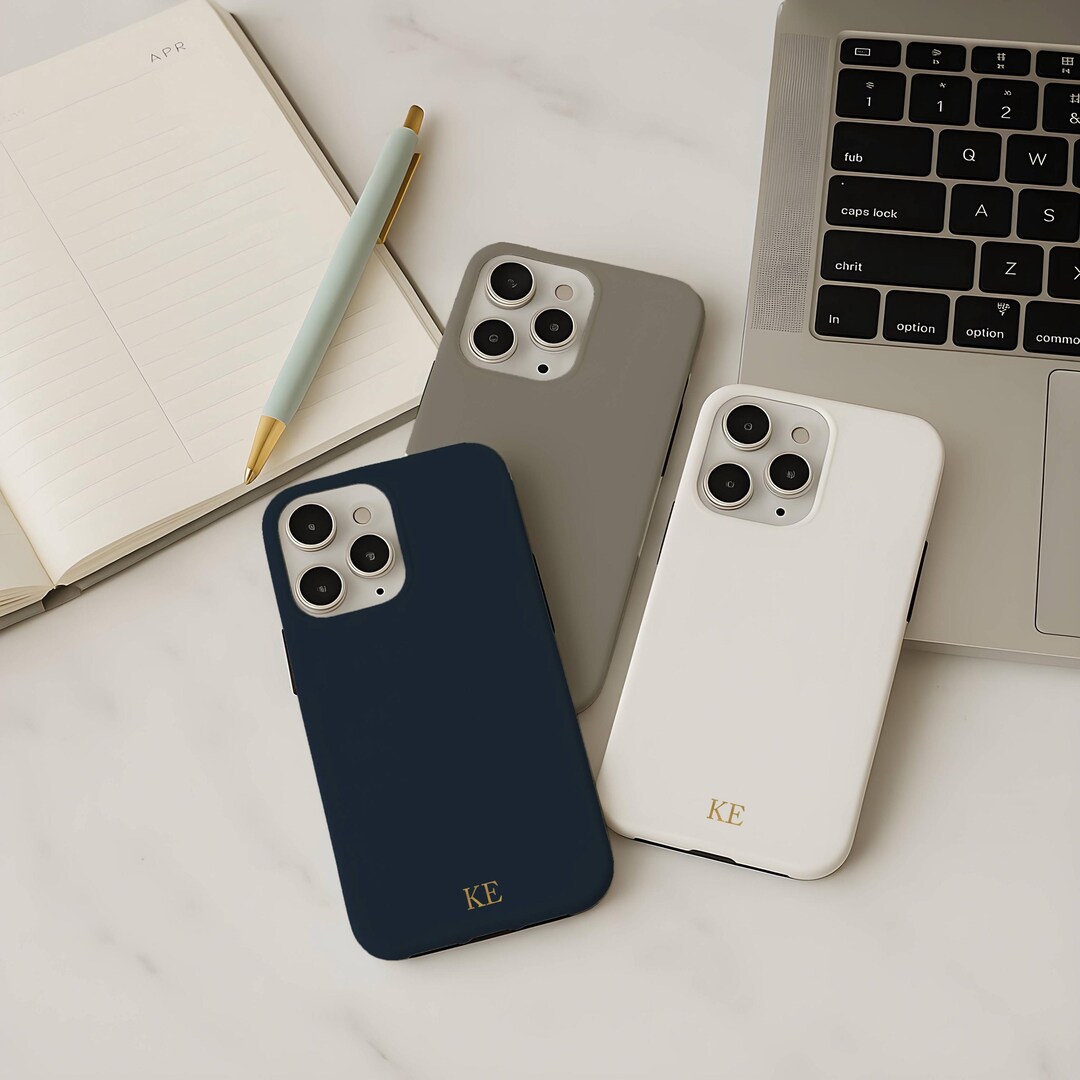 Personalized Phone Case Gold Initials Custom, iPhone 17 17e 16 16e 15 ...