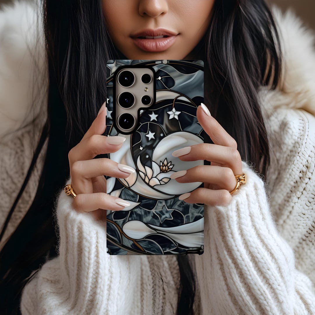 Elegant Galaxy Moon Phone Case, Mystical Night Sky Samsung Galaxy S25 ...