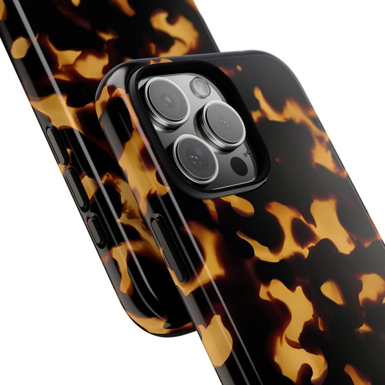 Personalized Tortoise Shell Phone Case Gold Initials, iPhone 17 16 15 ...