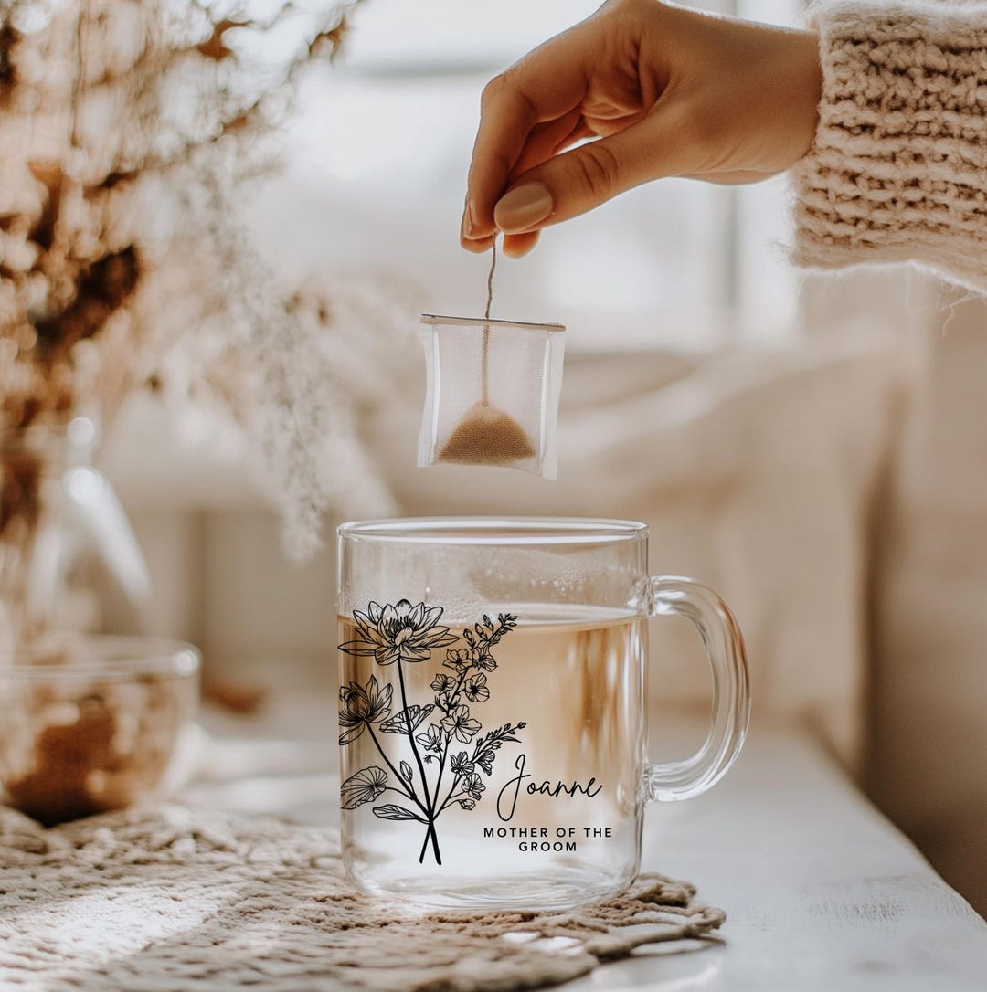 Mother of the Bride Wedding Gift Glass Mug Wildflower Birth Flower ...