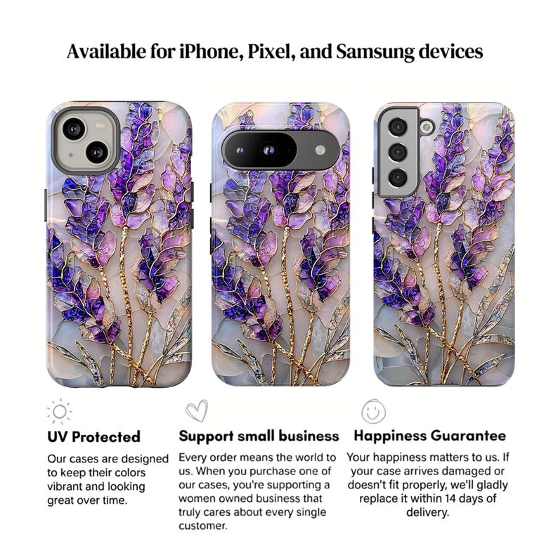 Lavender Pearl Stained Glass Effect Phone Case, iPhone 17 16 15 14 13 ...
