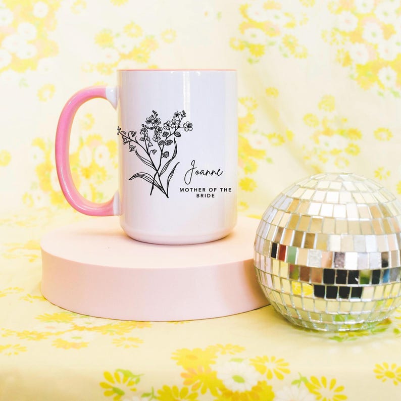 Mother of the Bride Wedding Gift Glass Mug Wildflower Birth Flower ...
