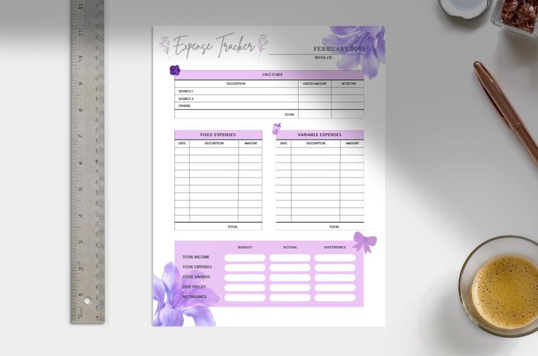 Minimalist Purple Expense Tracker - Etsy