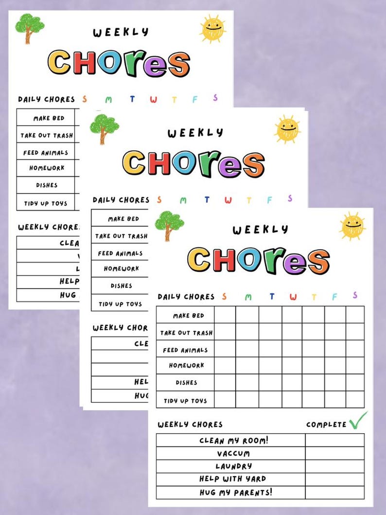 EDITABLE Chore Chart - Etsy