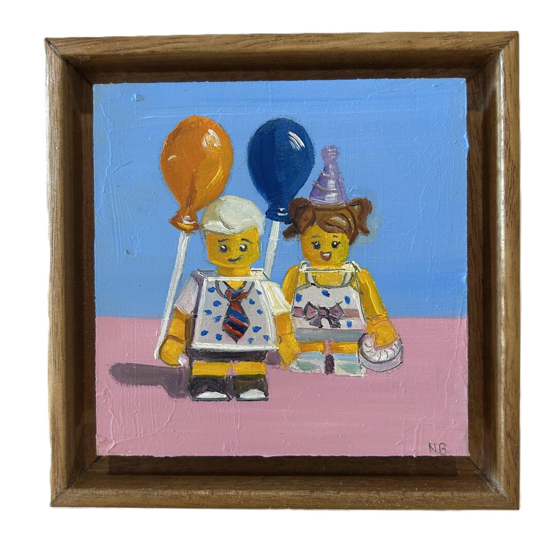 Original Mini Oil Painting: Lego Party - Etsy
