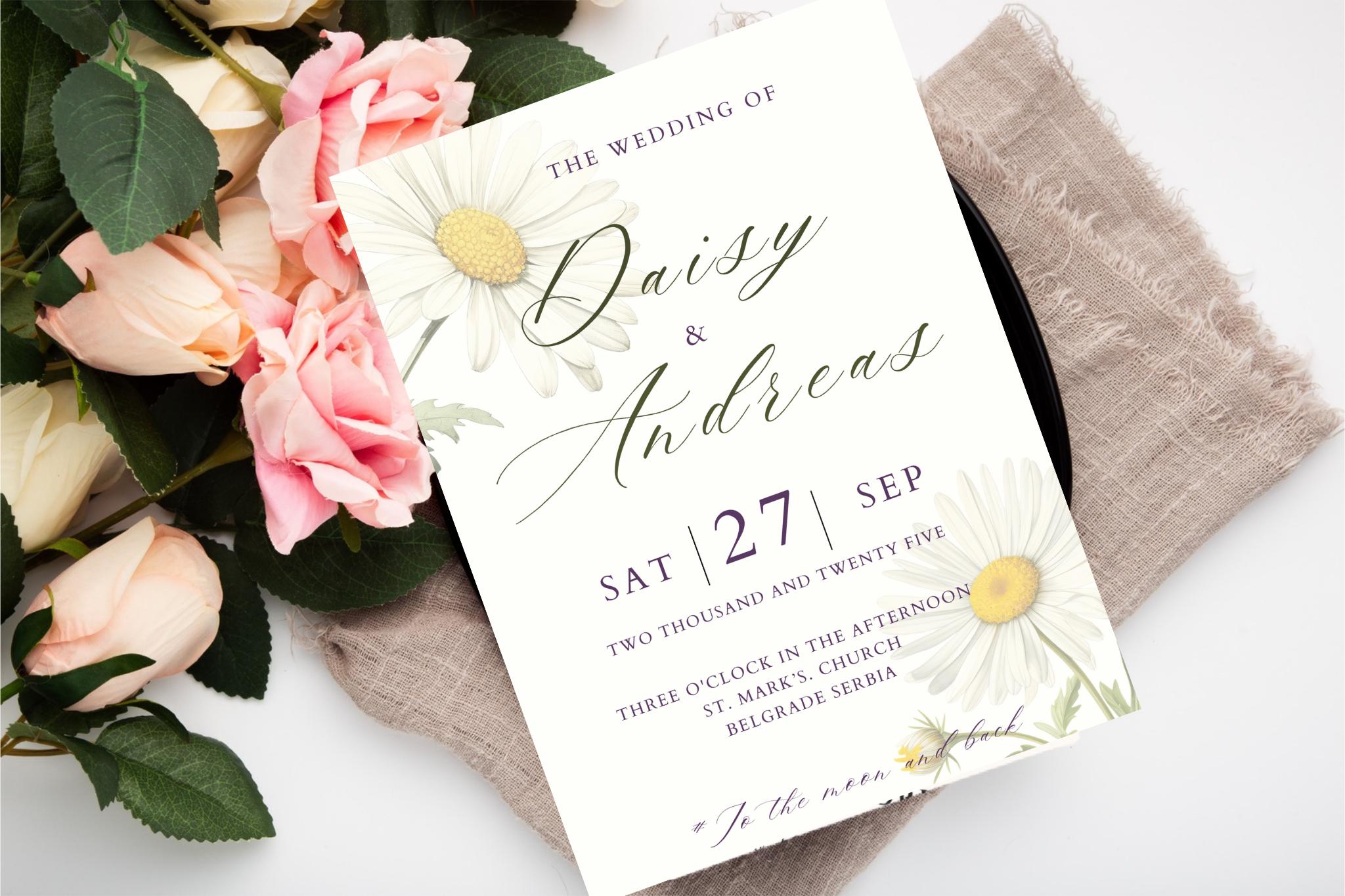 Daisy Blossom Wedding Invitation I Spring Floral Botanical Template I ...