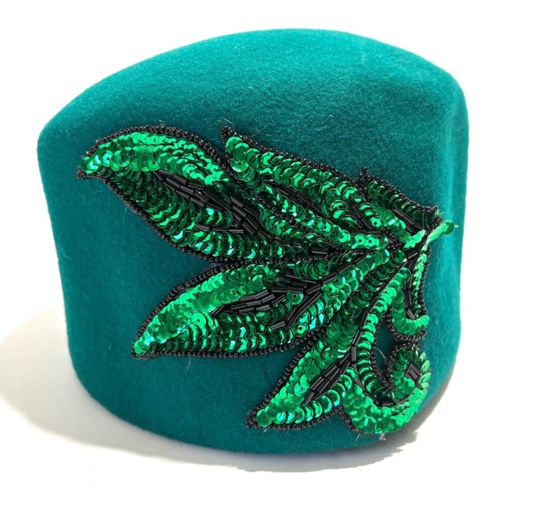 Vintage RARE Wool Felted Hat Sequence Green Mint Condition - Etsy