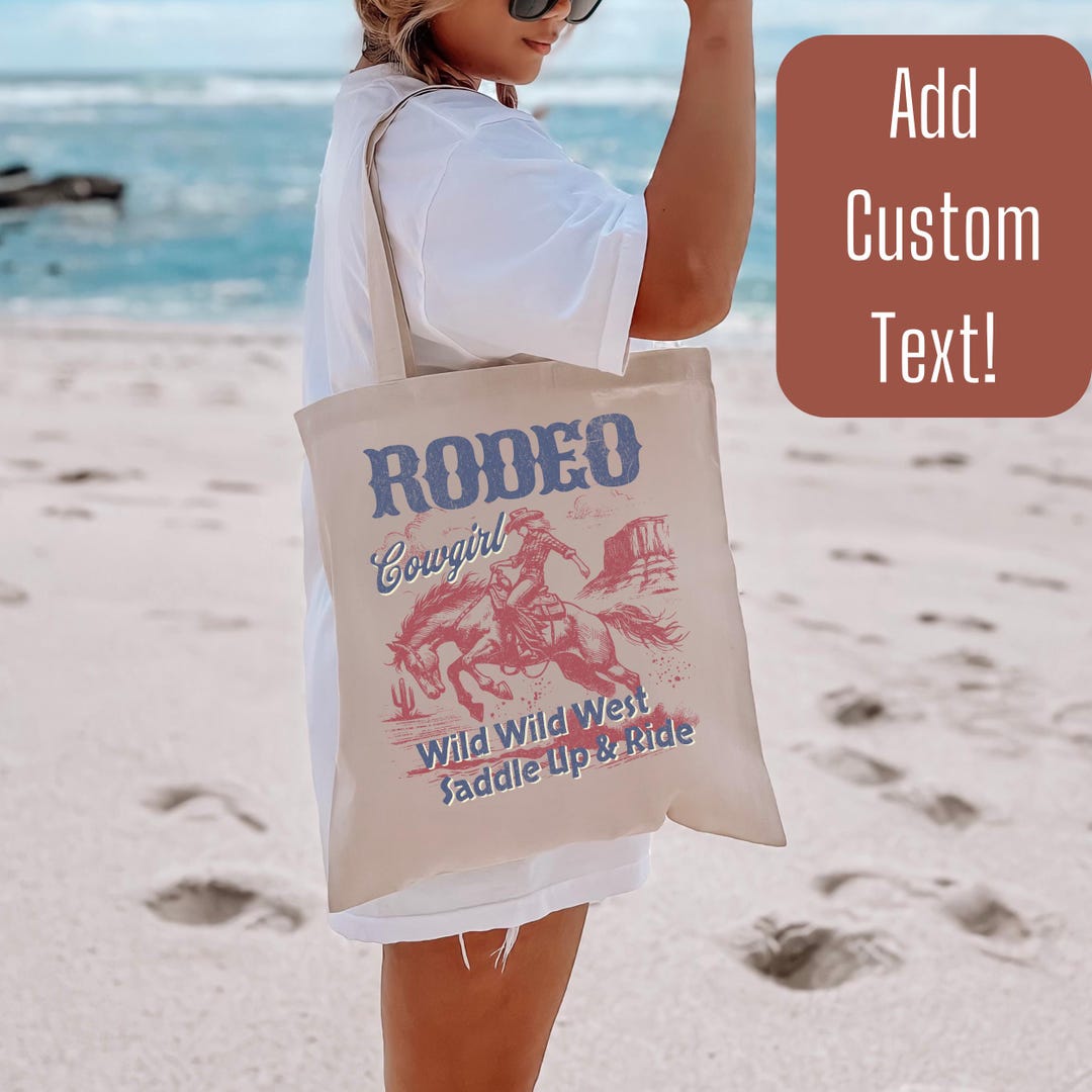 Rodeo Cowgirl Cotton Canvas Tote Bag Wild West Custom Gift for Her ...