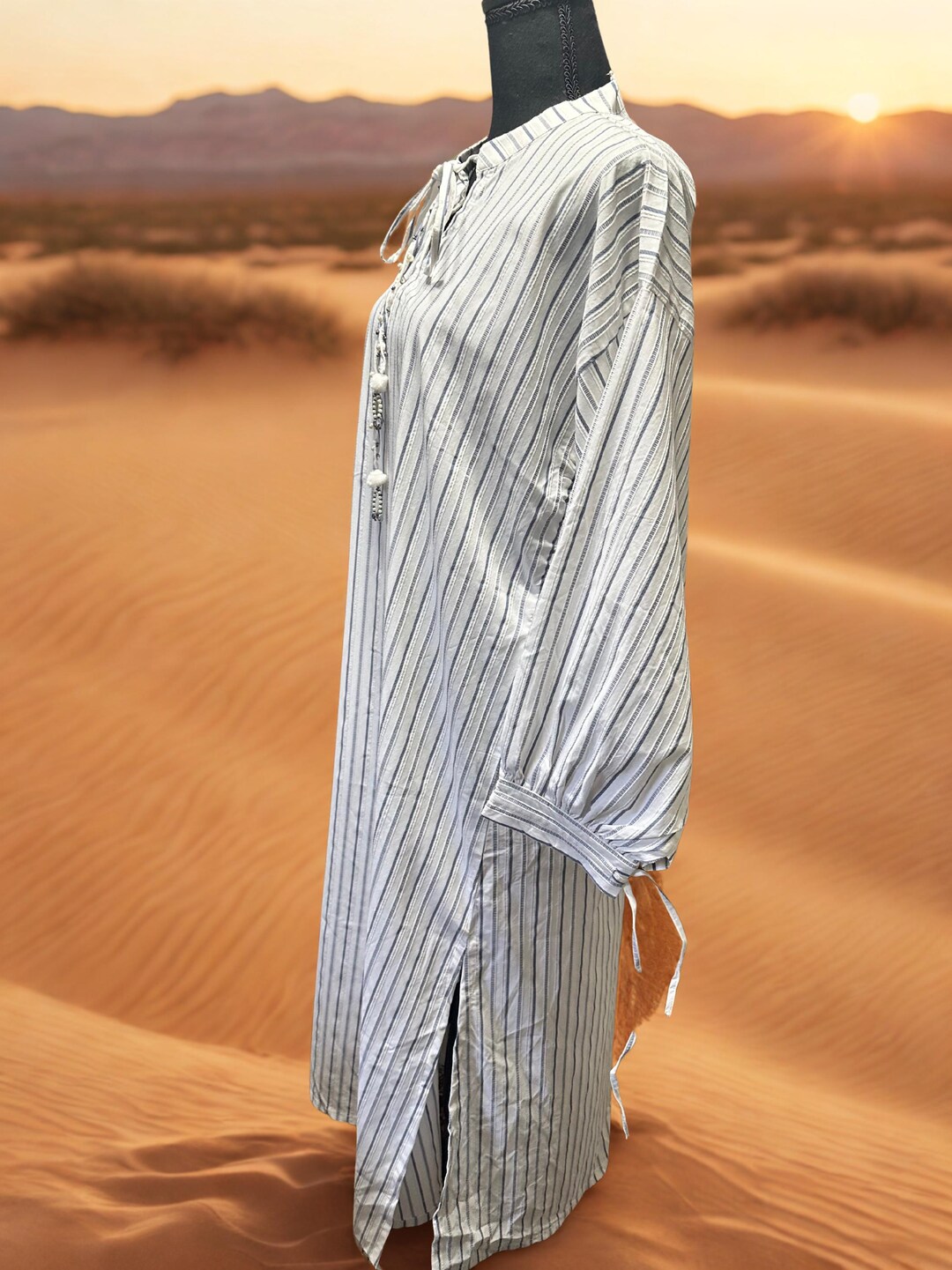 Open Shirt Summer Dress With Side Slits and Billowing Sleeves - Etsy