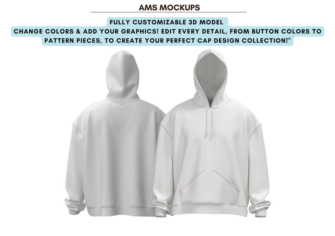 3D Hoodie Procreate Model, 3D Hoodie Mockup, 3D Streetwear Design ...