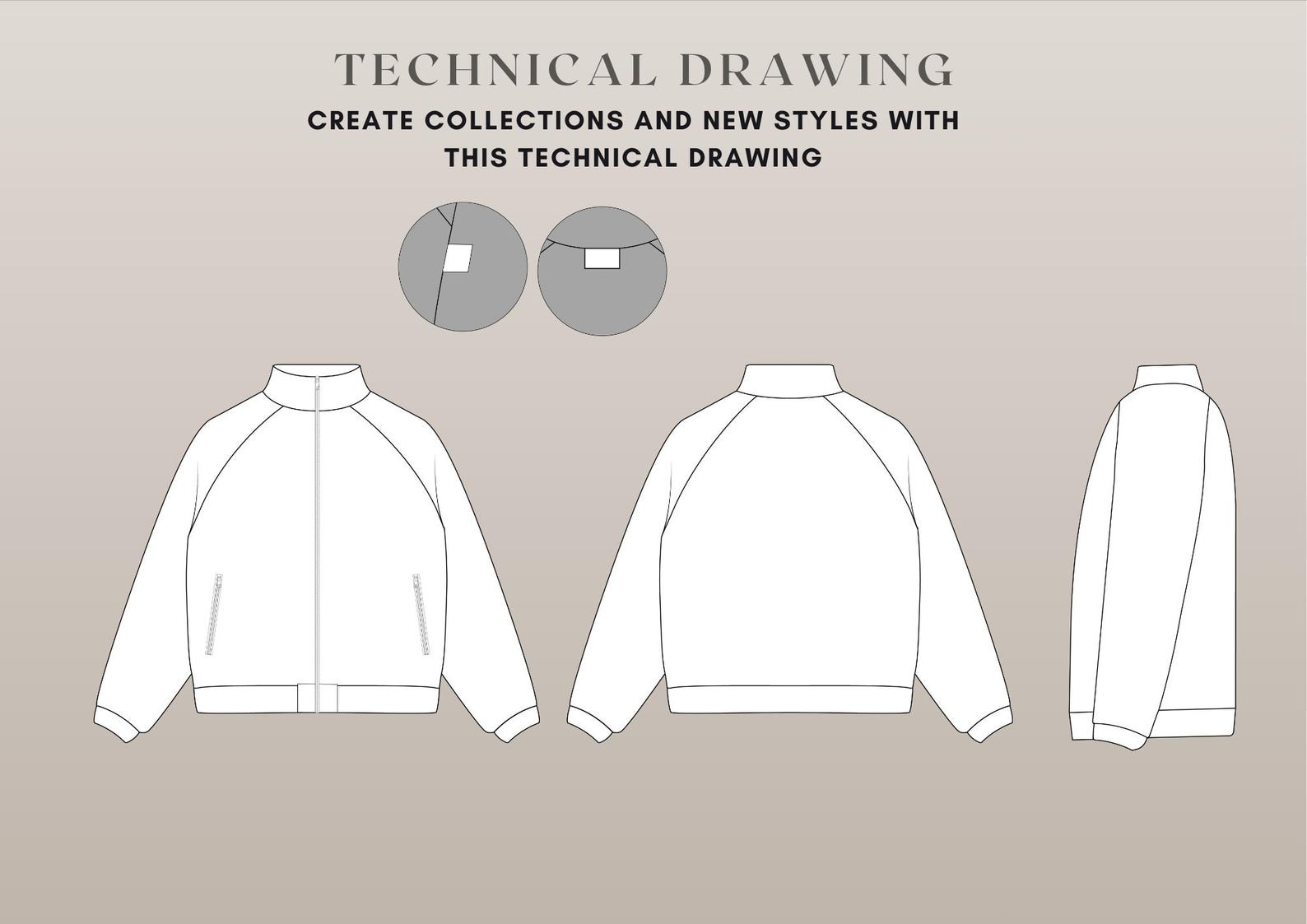 Jacket Mockup for Streetwear Clothing Mockup Set in AI, SVG, PNG, Flat ...