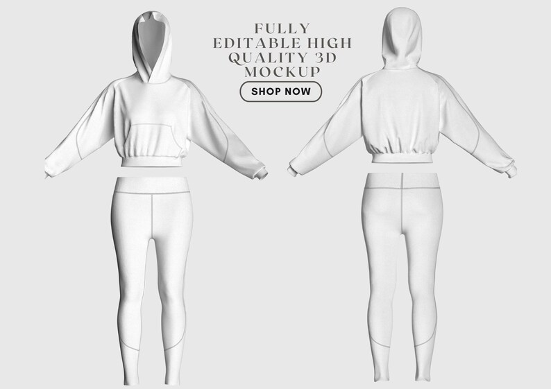 Editable 3D Mockup for CLO3D & Photoshop 3D Sports Leggings and Cropped ...