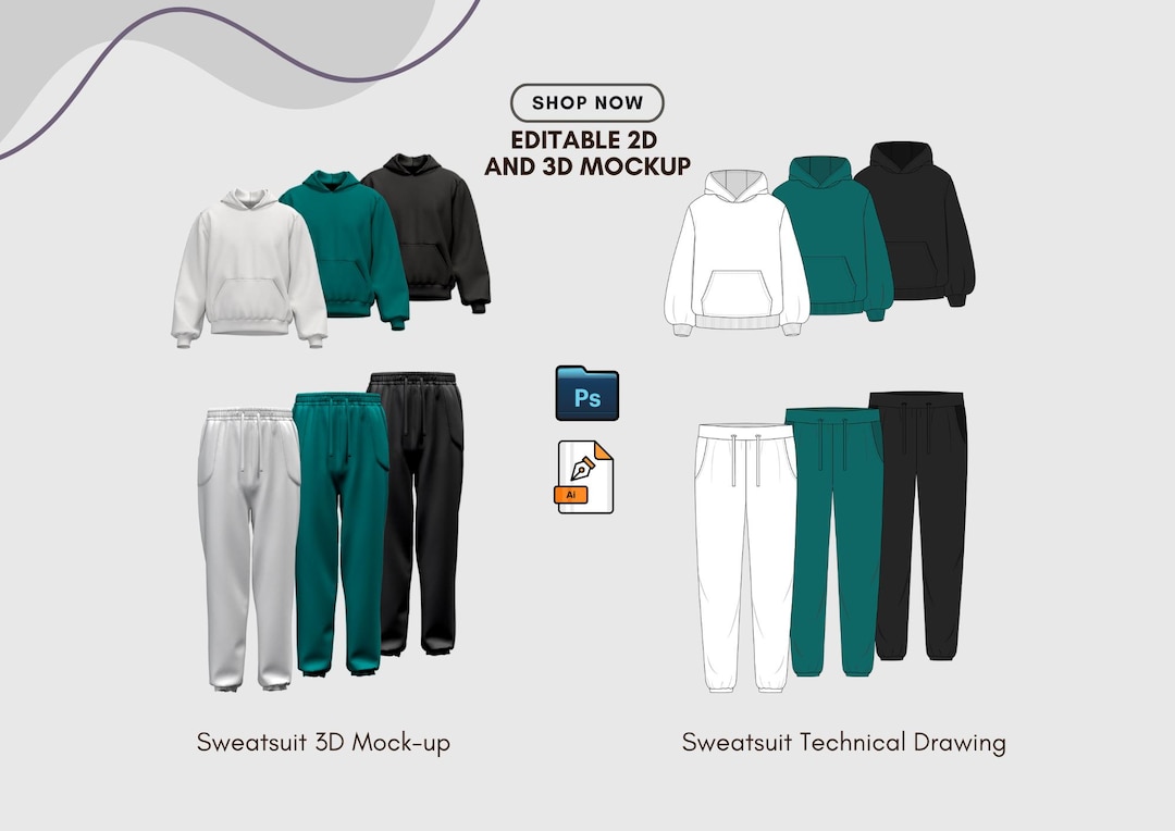 3D Clothing Model Realistic 3D Sweatsuit Mockup | Sweatsuit Photoshop ...