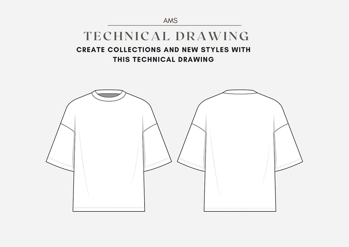 Flat Technical Drawing Perfect for Tech Pack, Oversized Boxy Short ...