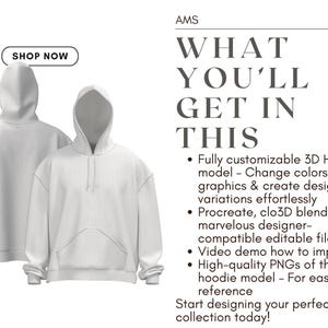 3D Hoodie Procreate Model, 3D Hoodie Mockup, 3D Streetwear Design ...