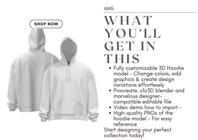 3D Hoodie Procreate Model, 3D Hoodie Mockup, 3D Streetwear Design ...