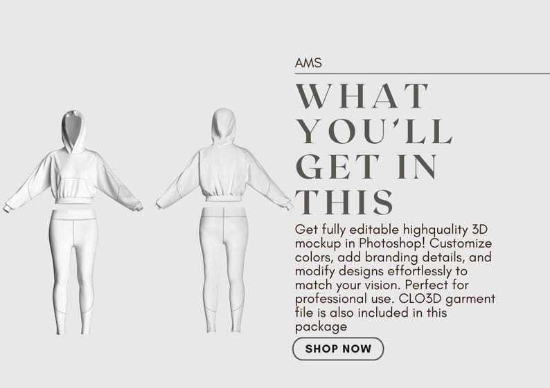 Editable 3D Mockup for CLO3D & Photoshop 3D Sports Leggings and Cropped ...