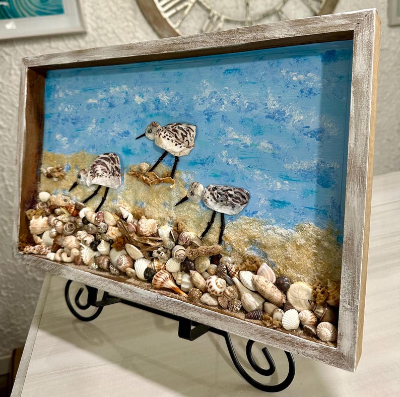 Beach Ocean Sea Birds Seashells Wall Art Hand Made - Etsy