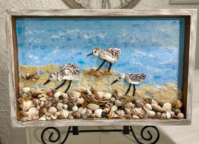 Beach Ocean Sea Birds Seashells Wall Art Hand Made - Etsy