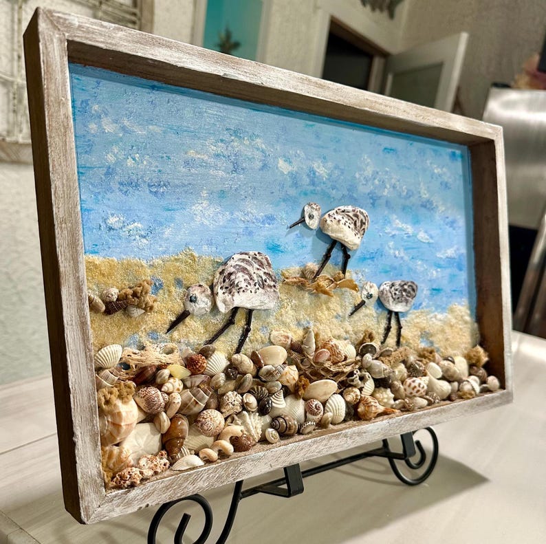 Beach Ocean Sea Birds Seashells Wall Art Hand Made - Etsy