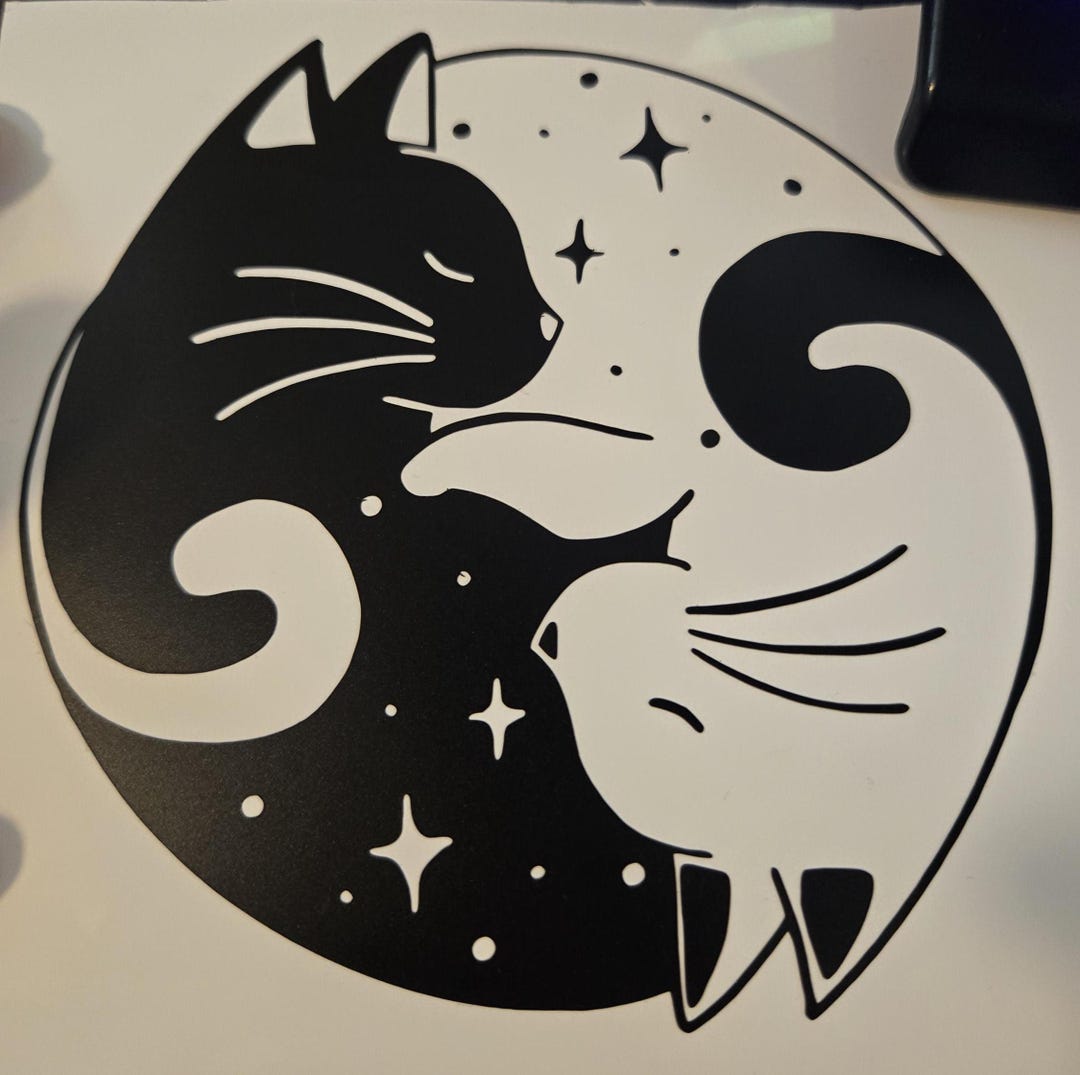 Ying Yang Cat Decal - Etsy