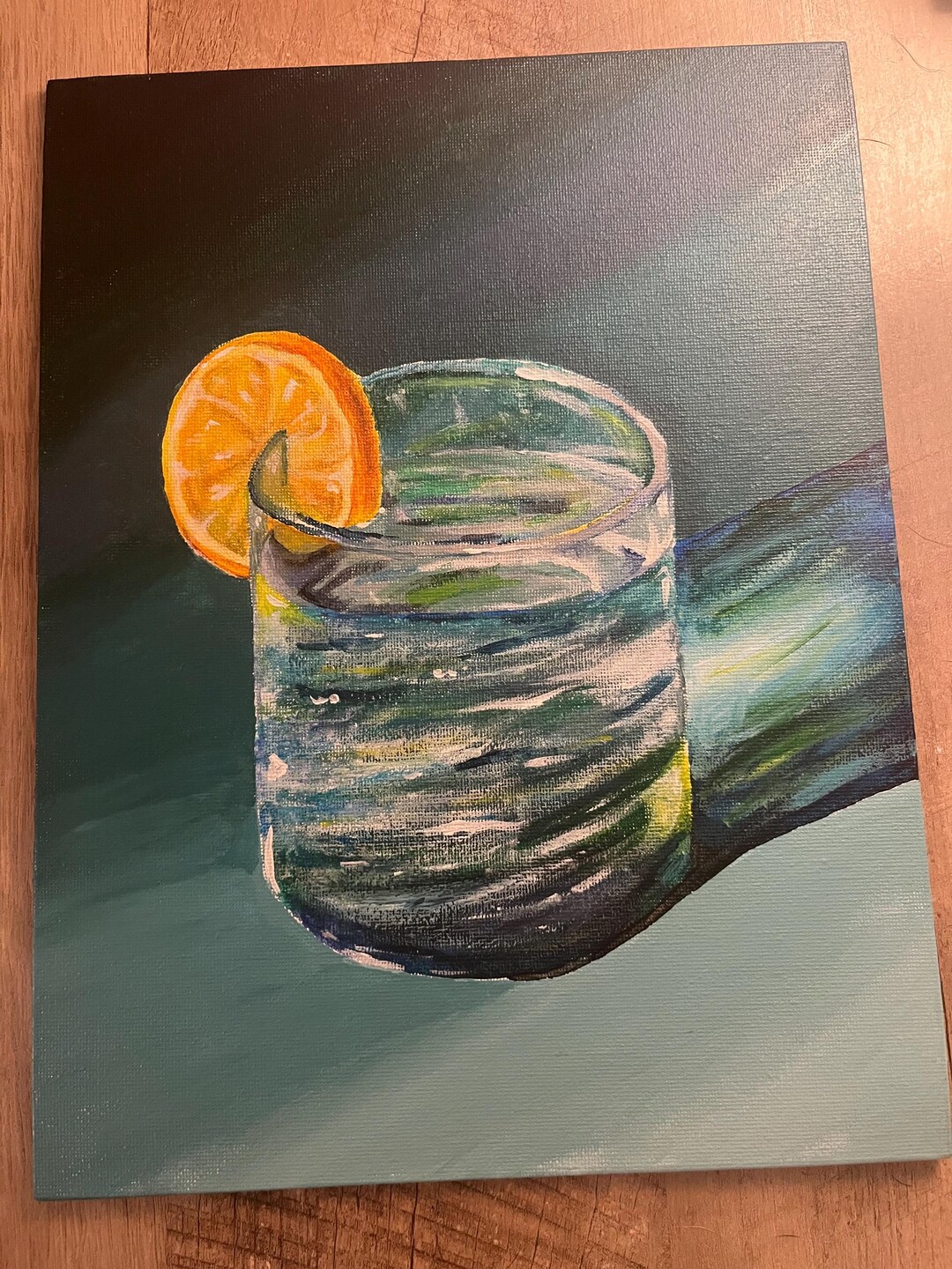 Orange Slice in Glass of Water Painting - Etsy