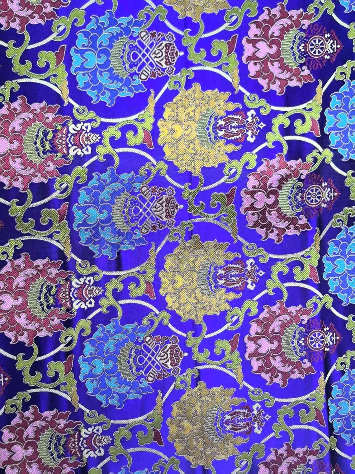 Tibetan Silk Brocade Fabric: Floral Altar Cloth Table Runner - Etsy